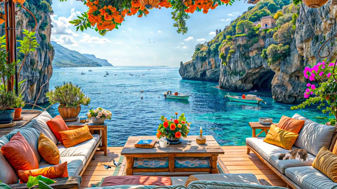 Spring Morning Cabin on a Small Island 🌸 Relax with Piano Music ...