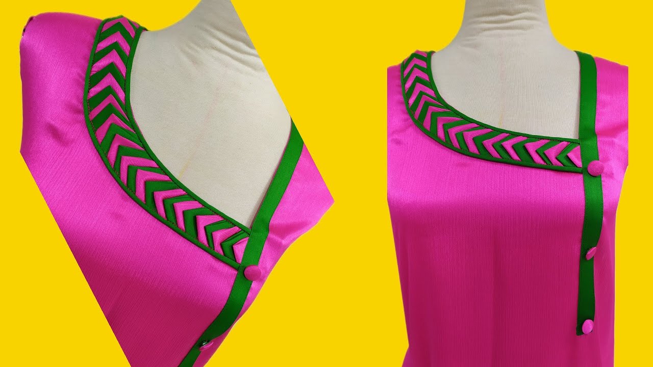 [Easy method] chudithar neck design cutting and stitching #kurti # ...