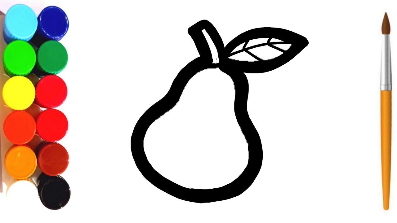 How to Draw a Pear Fruit for Kids Step By Step and Coloring | Pear ...