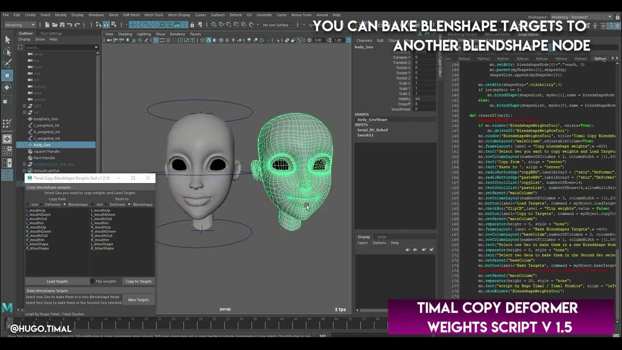 Maya python script Copy Deformers Weights - YouTube