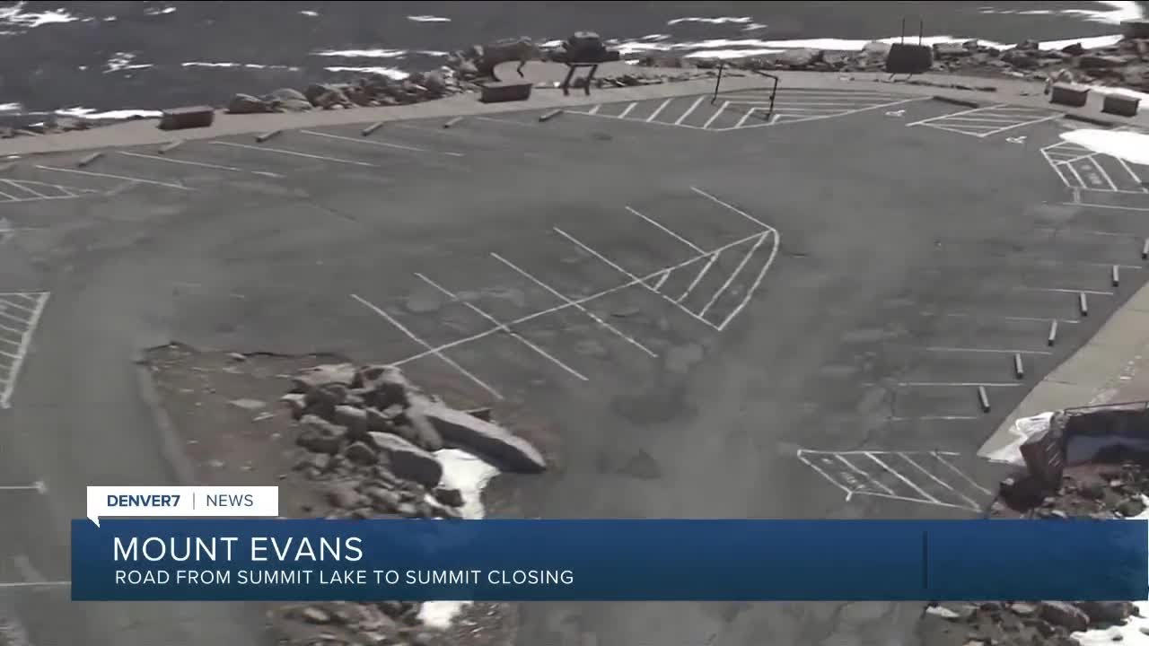 Mount Evans summit closes, but road to Summit Lake still open - YouTube