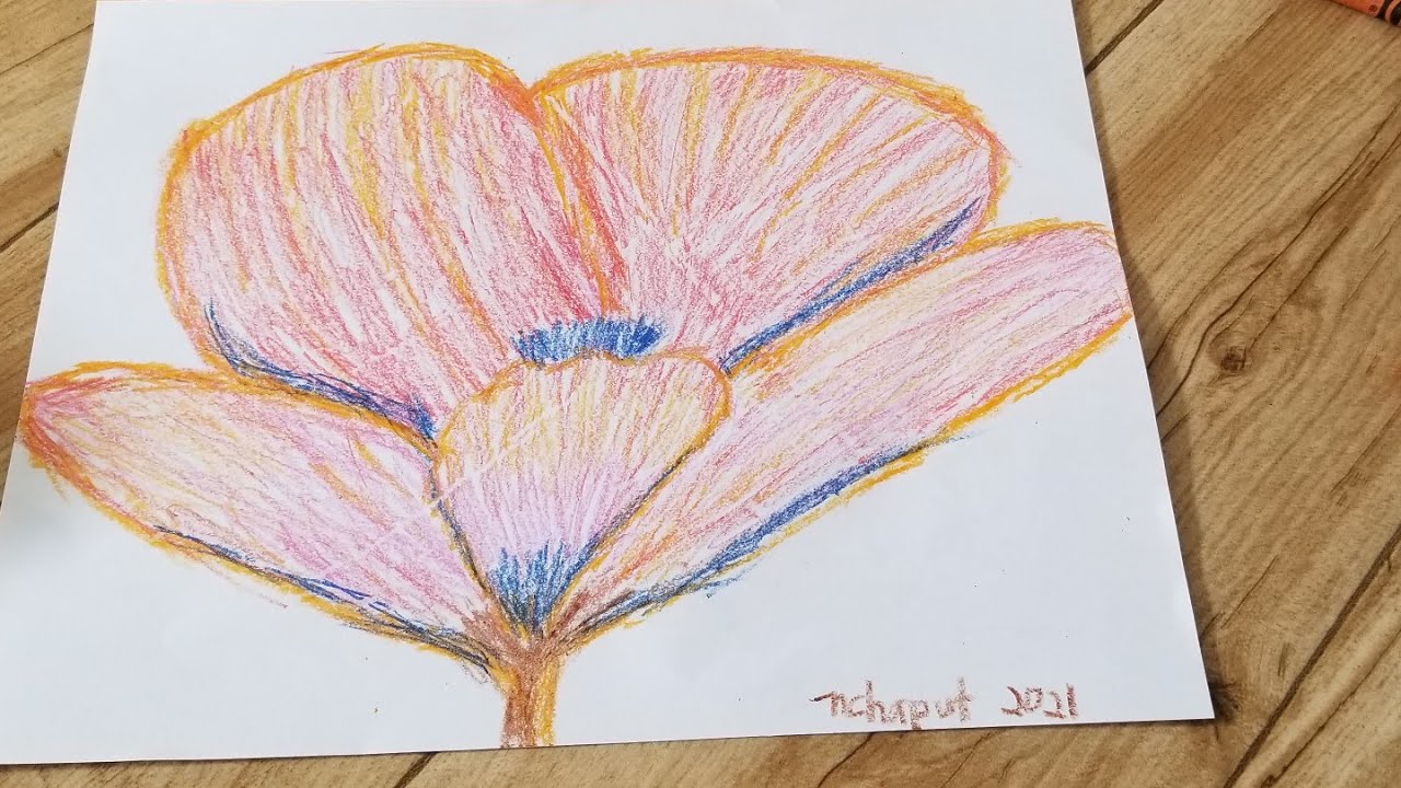 Timelapse Of Flower Crayon Drawing - YouTube
