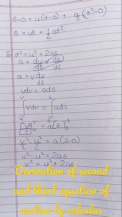 Derivation of Second and Third Equation of Motion by Calculus Method | #Class11 - YouTube