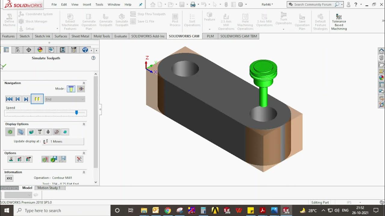 Basic commands of Solidworks CAM tool and G-Code generation - YouTube