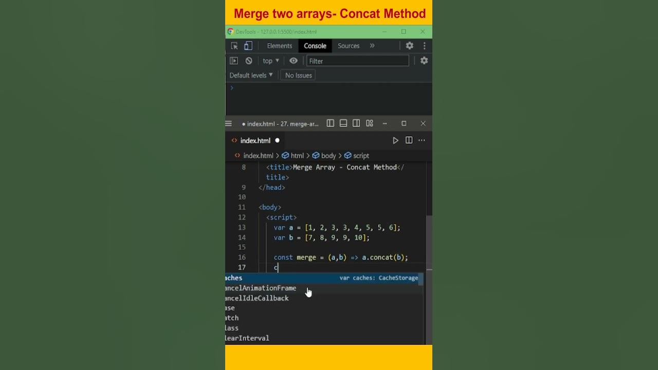 Js Tips Merge Two Arrays Using Concat Method Shorts Javascript Concat Youtube