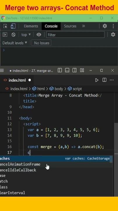 Js Tips Merge Two Arrays Using Concat Method Shorts Javascript Concat Youtube