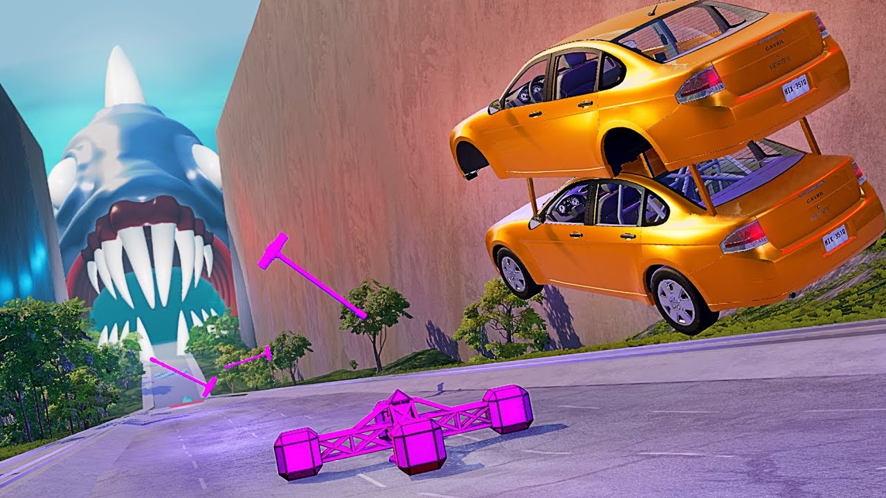 Downhill Obstacle Course with Demon Piranha - BeamNG.drive - YouTube