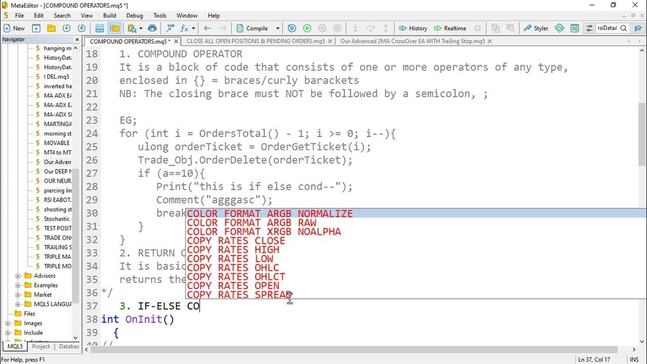 MQL5 Tutorials: IF-ELSE OPERATORS - The Only Video You Will Ever NEED-PART 182 #forex #timelapse ...