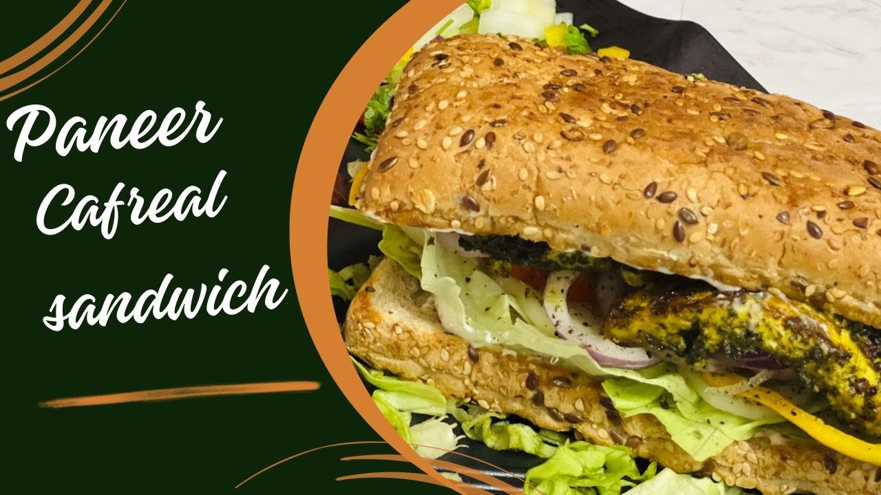 Paneer Cafreal Sandwich | Paneer Sandwich | Herbed Paneer Subway | पनीर ...