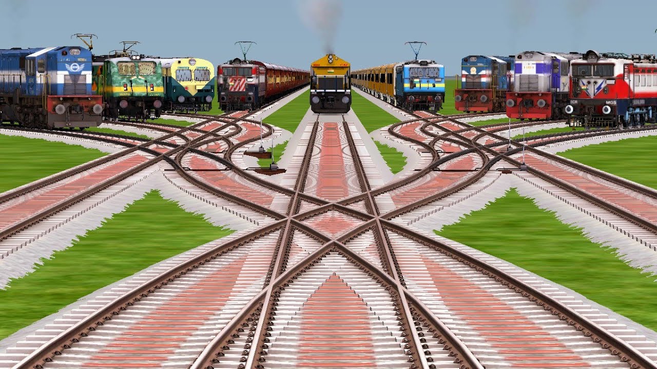 9 INDIAN EXPRESS🔔 CROSSING AT DIAMOND RISKY RAILROAD TRACKS & CUVERD ...