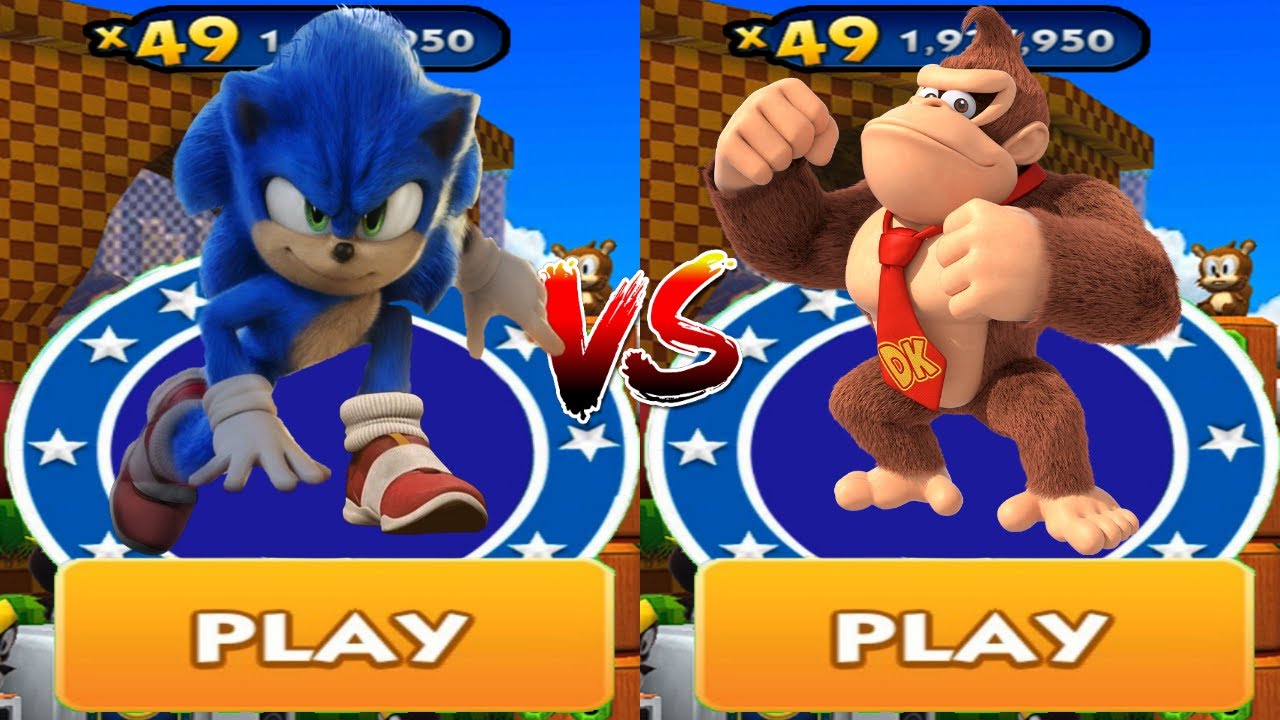 Sonic Dash vs Donkey Kong Run - Movie Sonic vs All Bosses Eggman Zazz ...