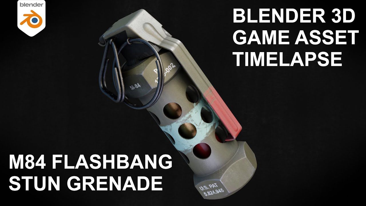 Blender M84 Flashbang Game Asset Timelapse | Modeling/Baking/Texturing ...