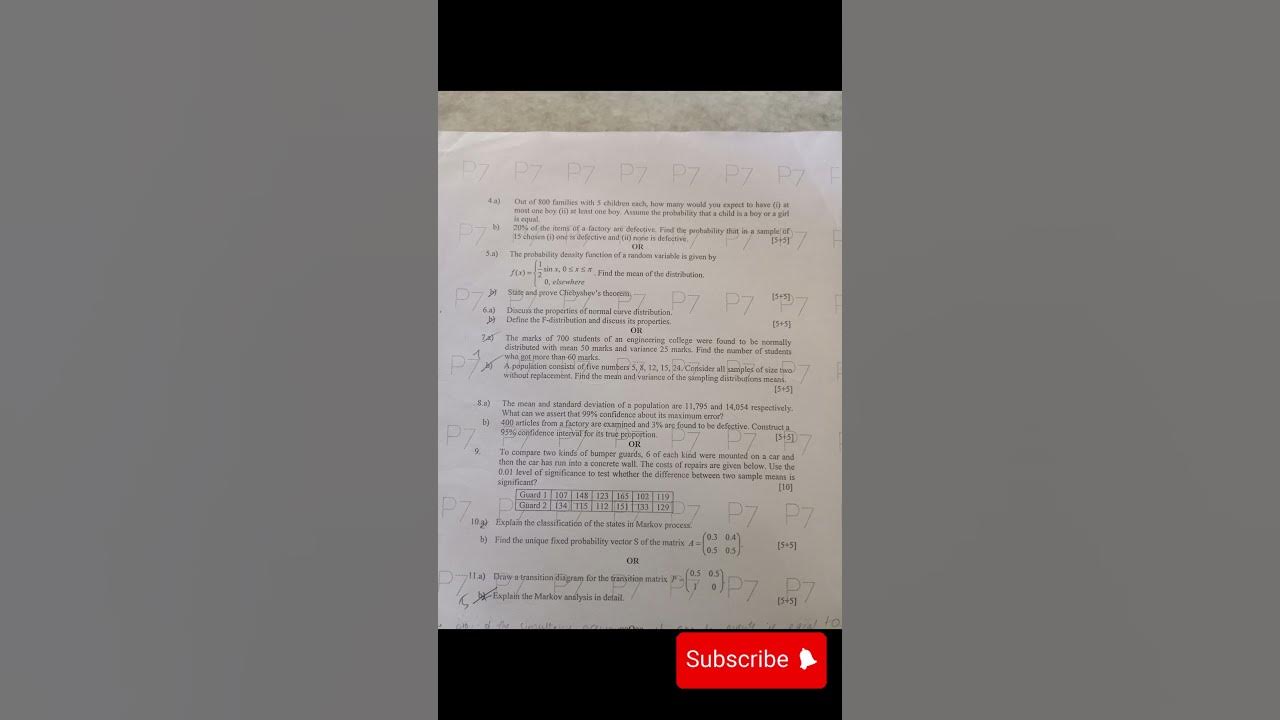 Computer Oriented Statistical Method COSM PQP 2024 | Second Year Important questions R22 - YouTube