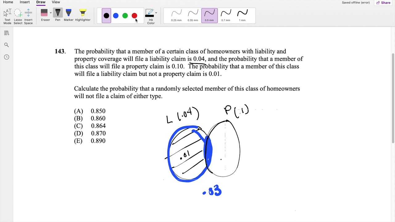 SOA Exam P Question 143 | General Probability - YouTube