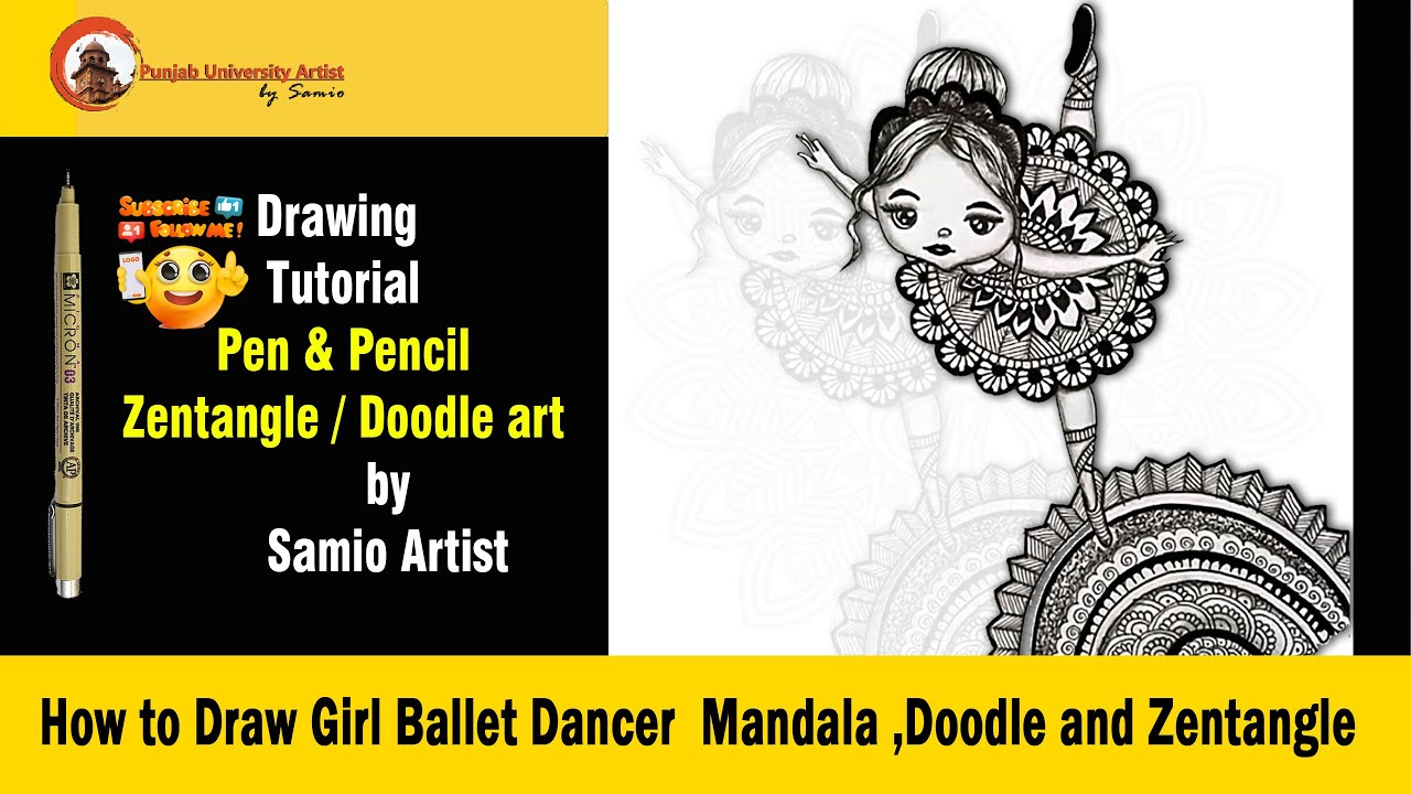Doodle Art Girl Ballet Dancer |Draw Girl Ballet Dancer Mandala | |Step ...