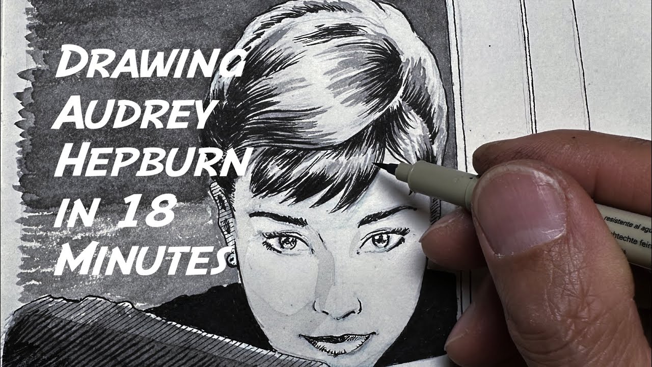 How to Draw an Audrey Hepburn portrait in 18 minutes - YouTube
