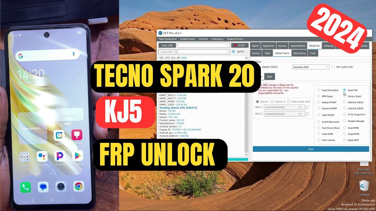 TECNO KJ5 FRP Bypass Android 13 On Click DFT PRO - YouTube