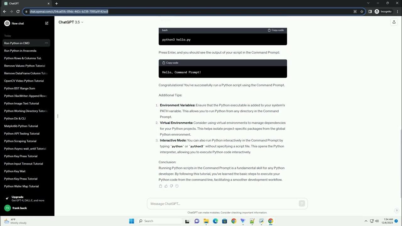 run python file in command prompt - YouTube