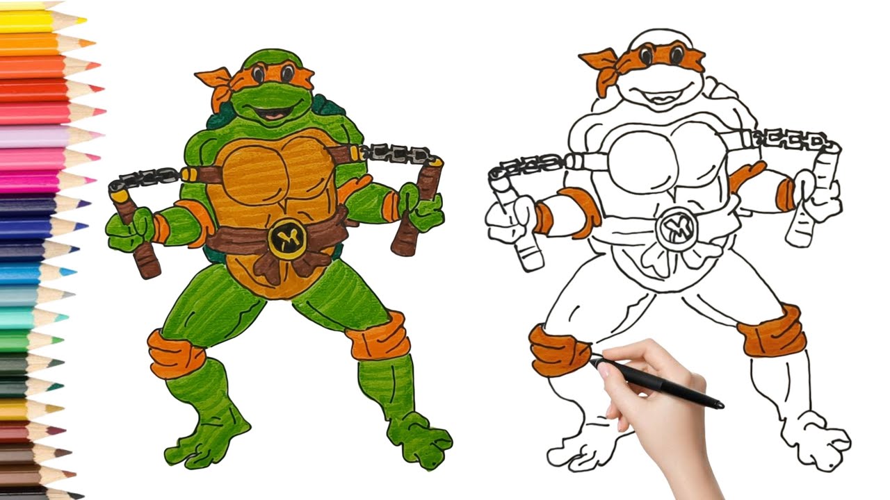 How To Draw Michelangelo / Teenage Mutant Ninja Turtles drawing / Easy ...