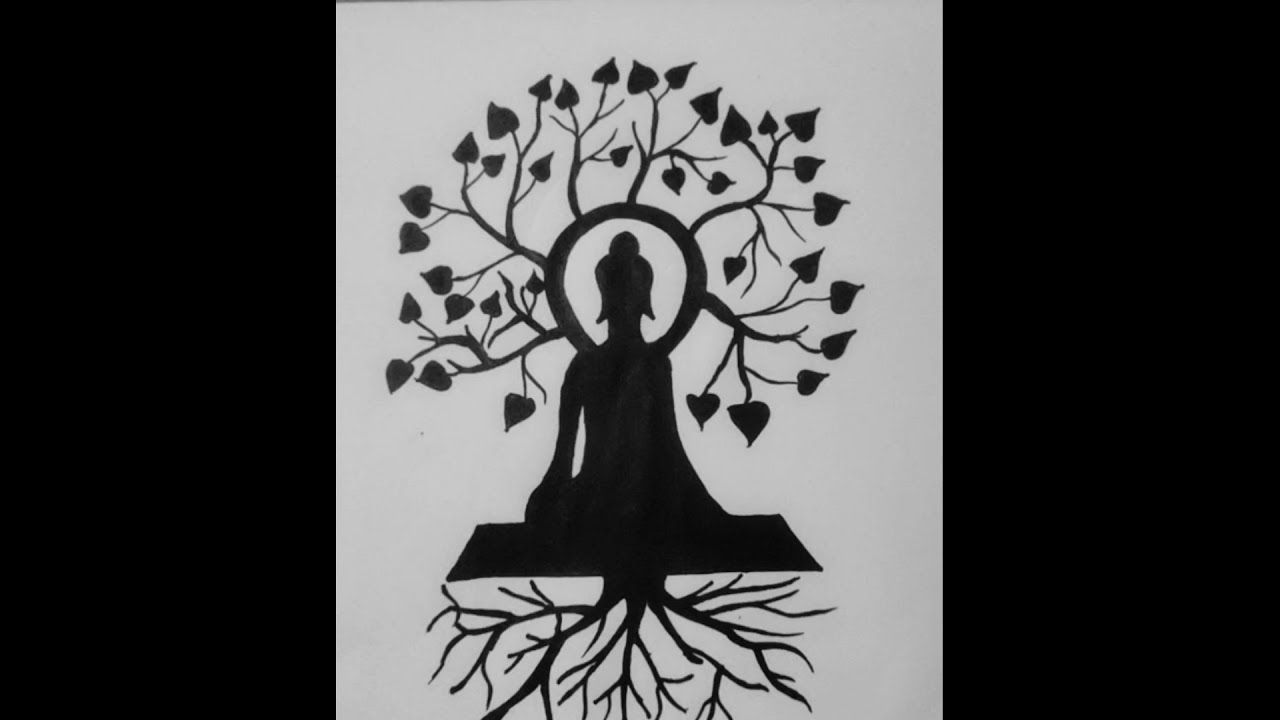 Buddha creative art | buddha with tree wall drawing video - 120 ...