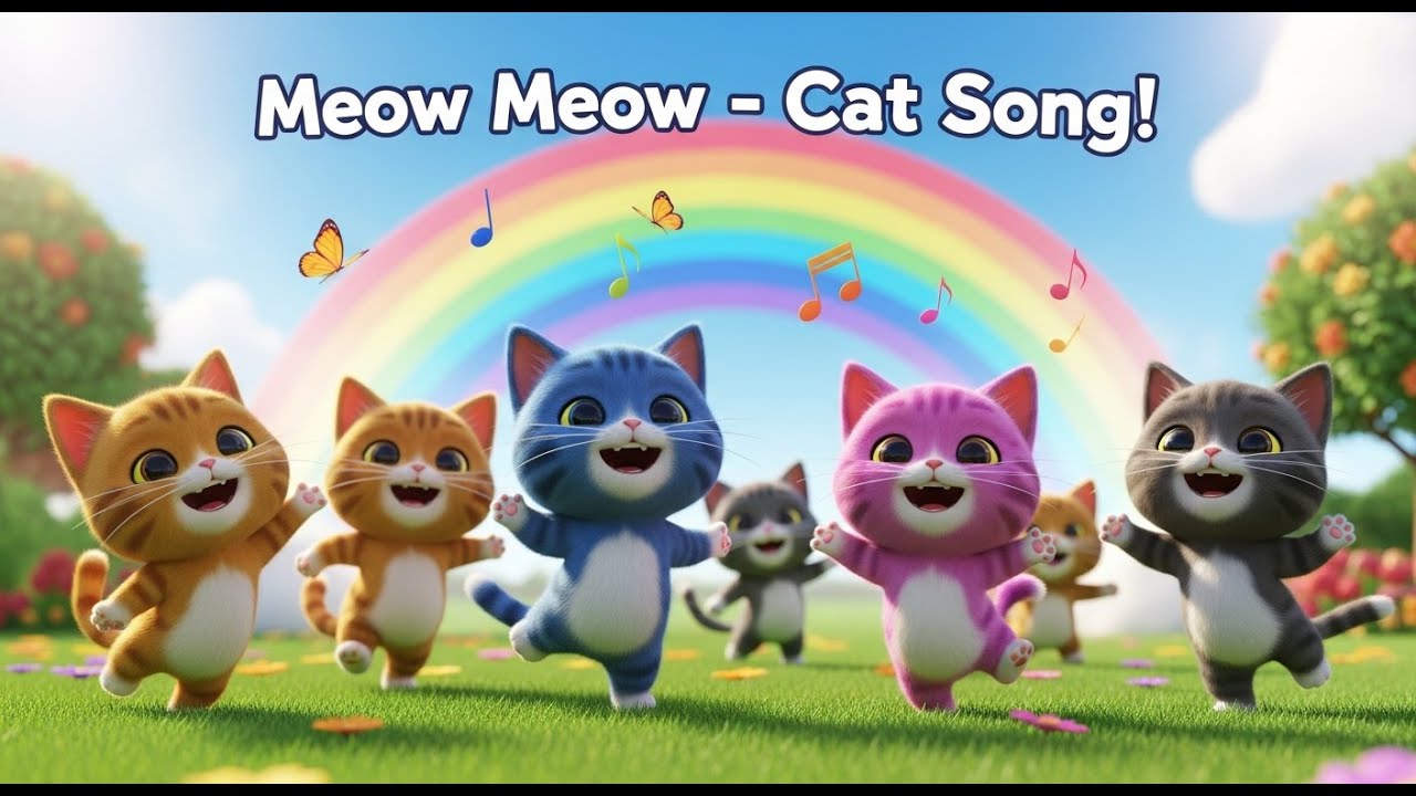 Meow Meow – Cat Song! | Fun 3D Animated Nursery Rhyme for Kids ...