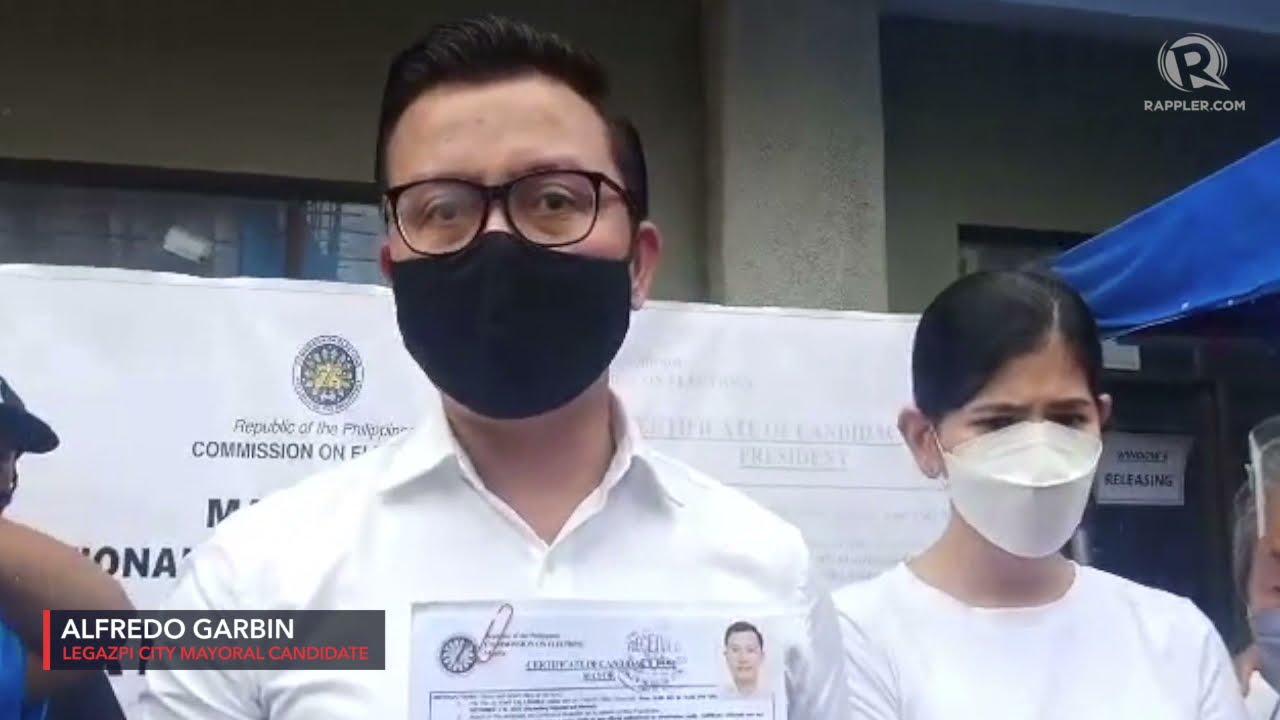 Alfredo Garbin Jr. files candidacy for Legazpi City mayor - YouTube