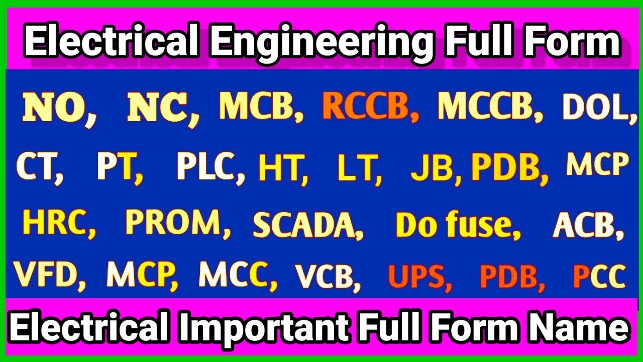 Electrician Equipment Full Forms Electrical Equipment Full Form