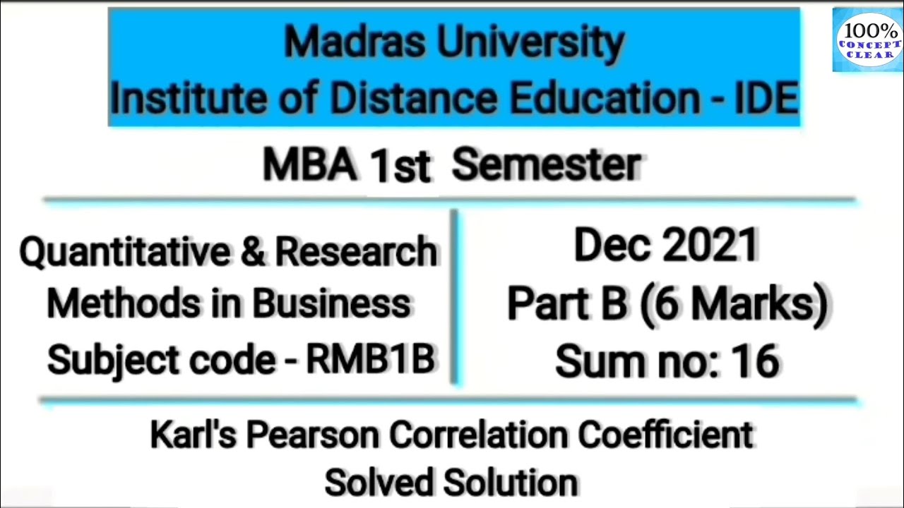 Madras University IDE | MBA 1st Sem | RMB1B | DEC 2021- Part B (16 ...