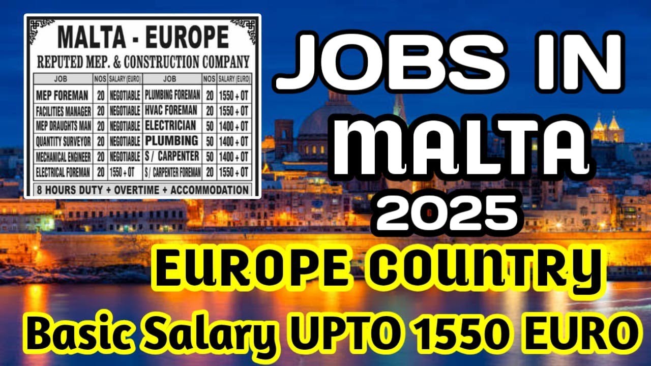Urgent Requirement For MALTA🇲🇹 2025 | Basic Salary Upto 1550 EURO ...