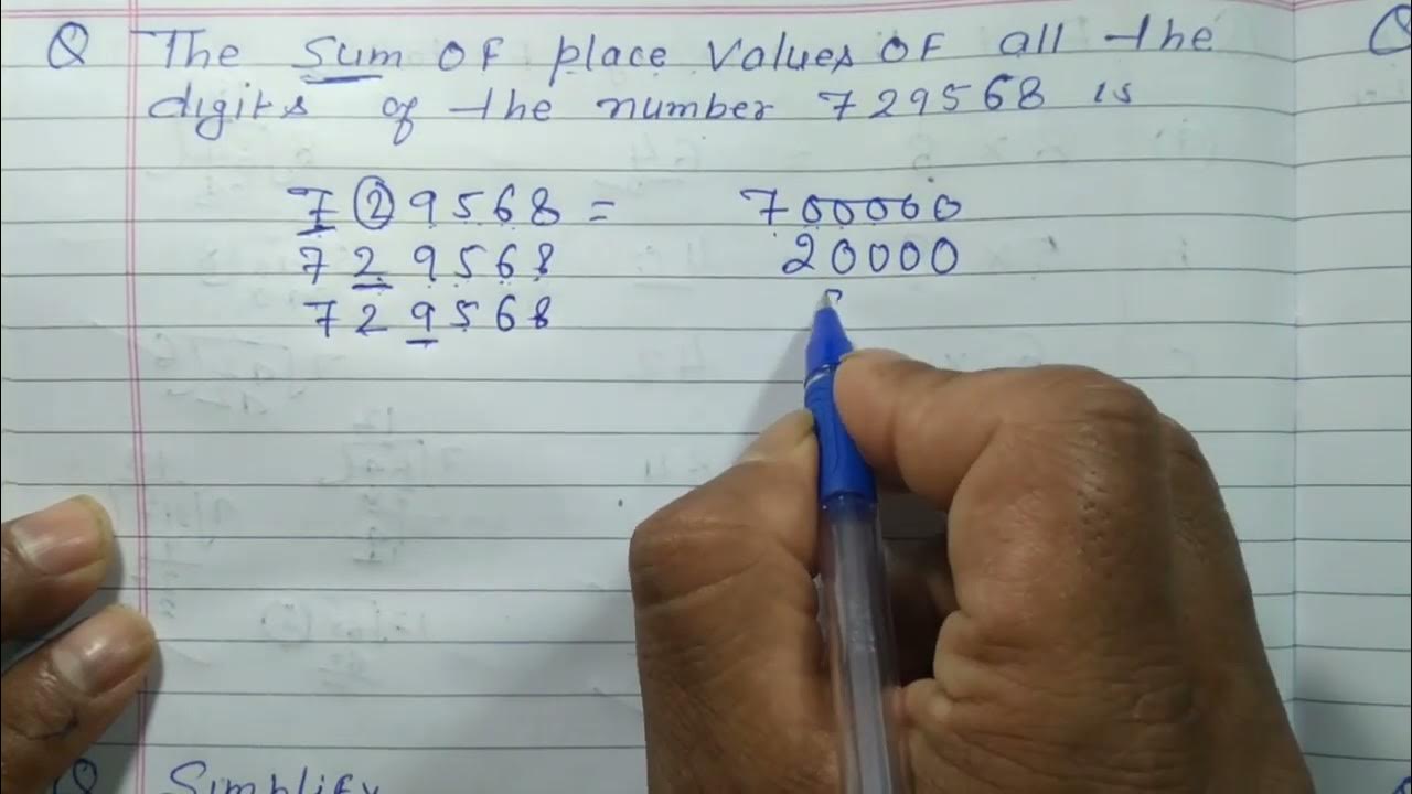 Find the sum of place values of all the digits of the number 729568 - YouTube