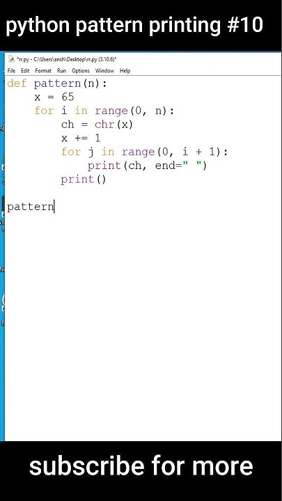 python pattern printing 10 - YouTube