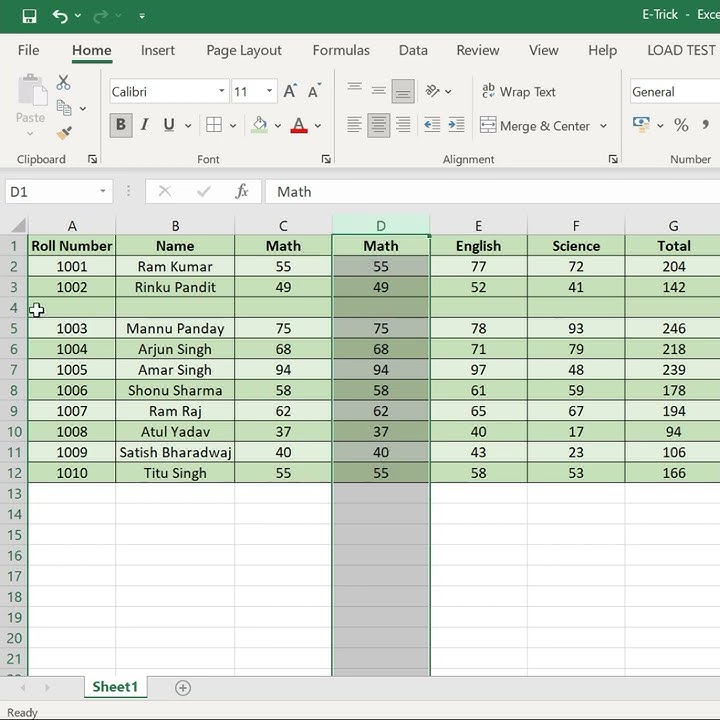 How To Insert New Row And Column In Excel Sheet By Short Cut Key New Row Column Add By