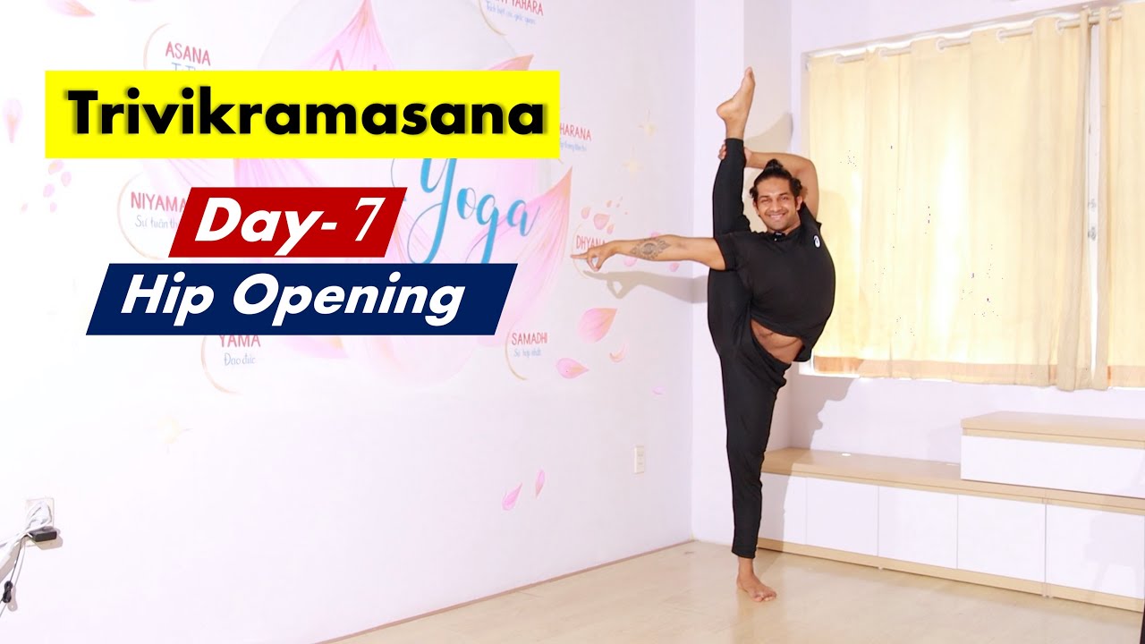 Day-7 Trivikramasana / Standing Split - Advanced Asana | Yograja Online Yoga Class - YouTube