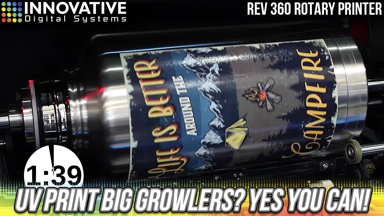 Growler Printing – Revolution 360T UV Printer – Stainless Steel - YouTube