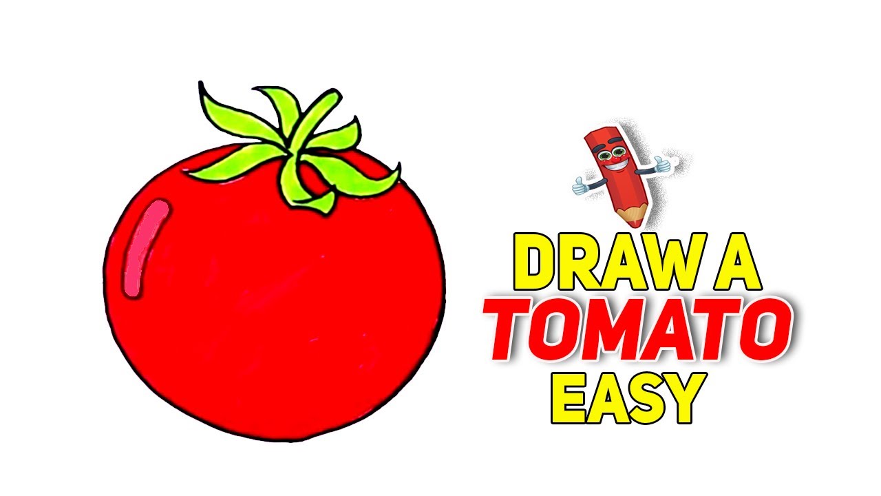 How to Draw and Color a Tomato real Easy and Step by Step. | Tomato ...