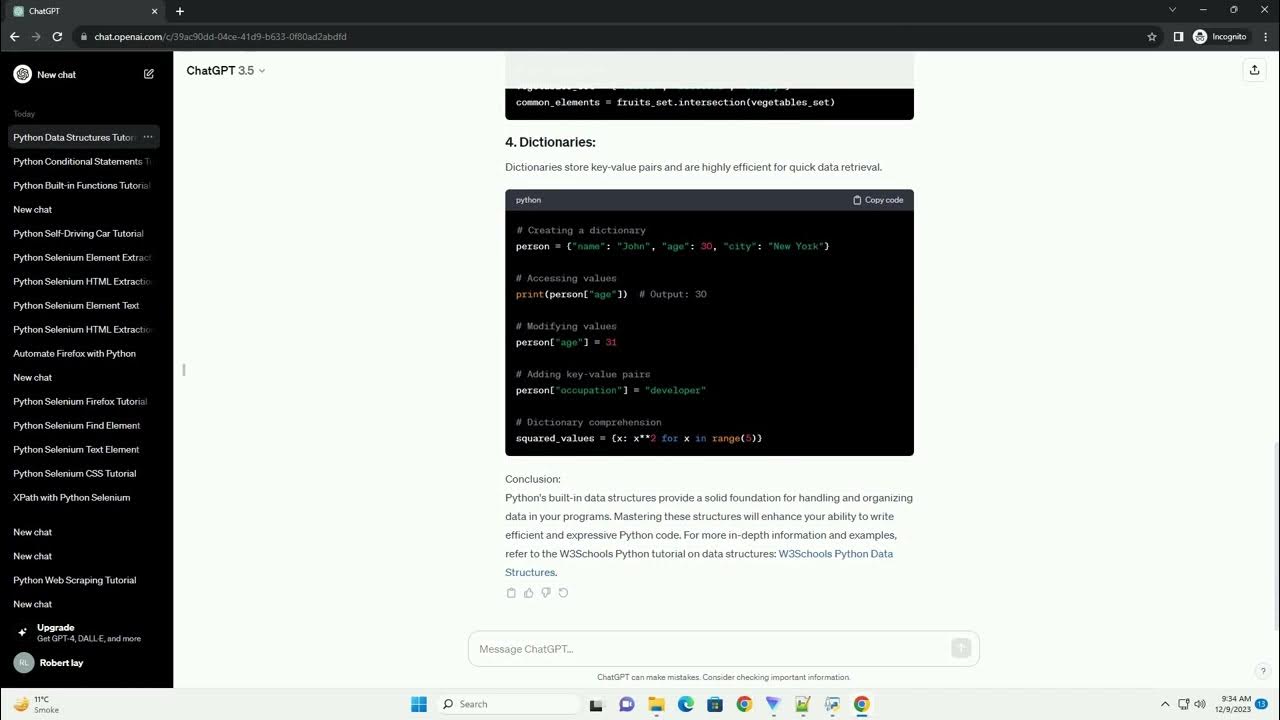 W3schools Python Data Structures Youtube