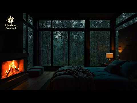Gentle Rain Sounds for Sleep with Soft Fireplace Crackling (No Ads) 🌧 Peaceful Rainy Night for Sleep