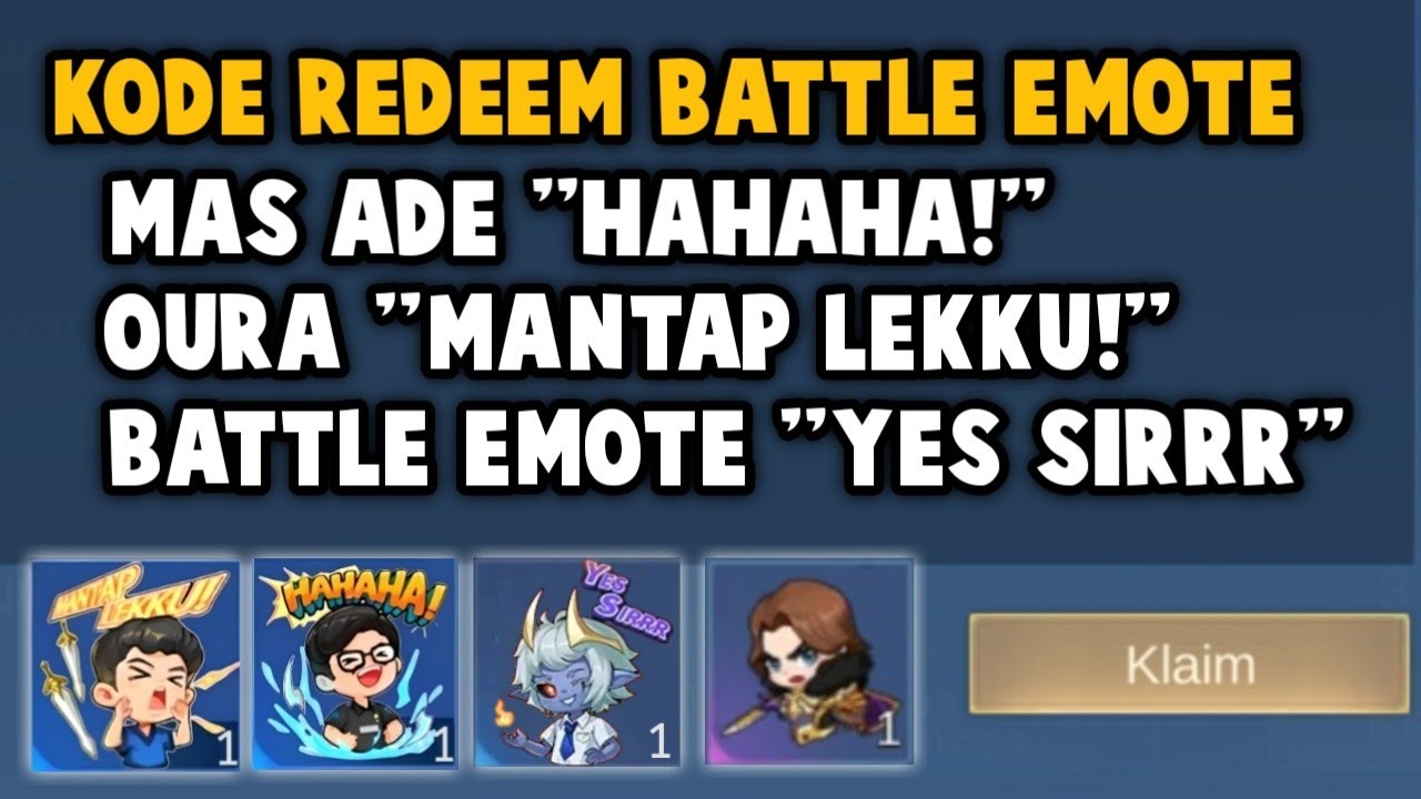 KODE REDEEM BATTLE EMOTE MAS ADE, OURA & YES SIRRR. - YouTube