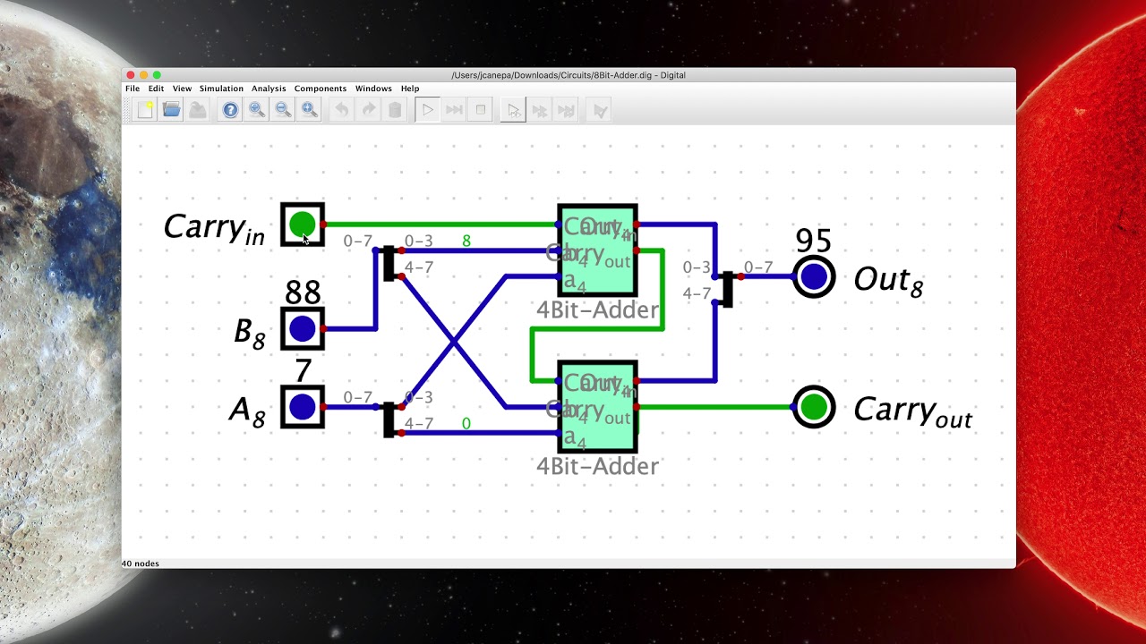 8Bit Adder built in Digital - YouTube