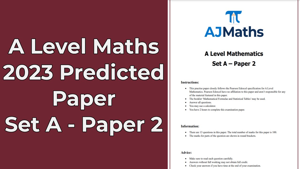 Edexcel A Level Maths 2023 Predicted Paper 2 AJMaths Set A Paper 2 edexcel-a-level-maths-2023-predicted-paper-2-ajmaths-set-a-paper-2