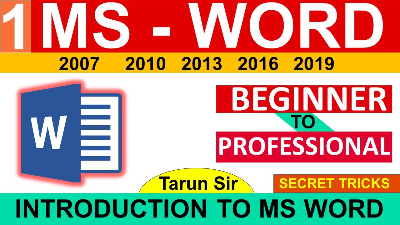 Basic Knowledge of MS Word Tutorial in Hindi | Basic Introduction for ...