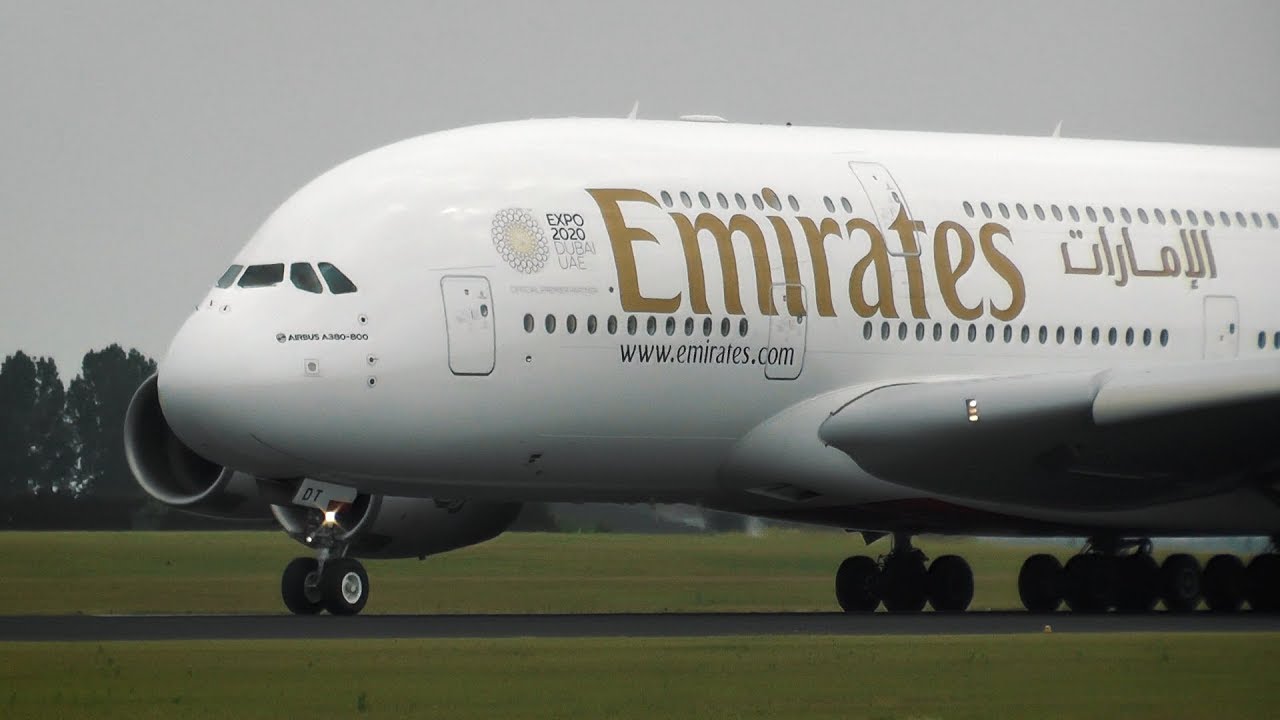Airbus A380 close up takeoff from Amsterdam Schiphol - YouTube