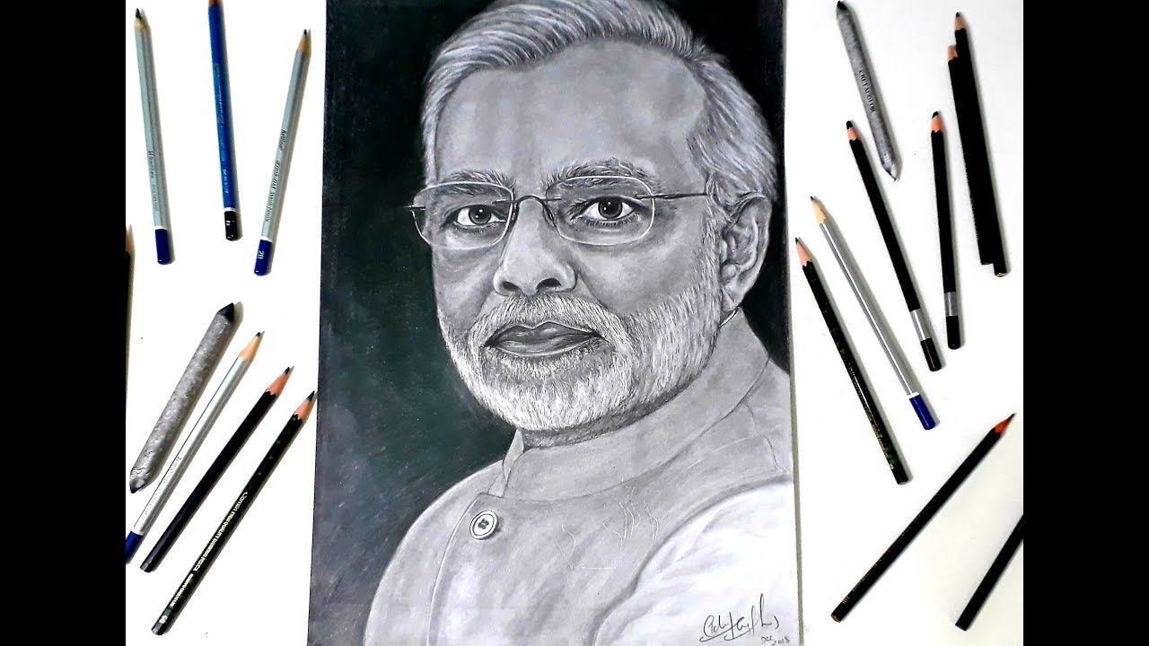 PM Narendra Modi Realisitic Portrait Sketch | Biography of Prime ...