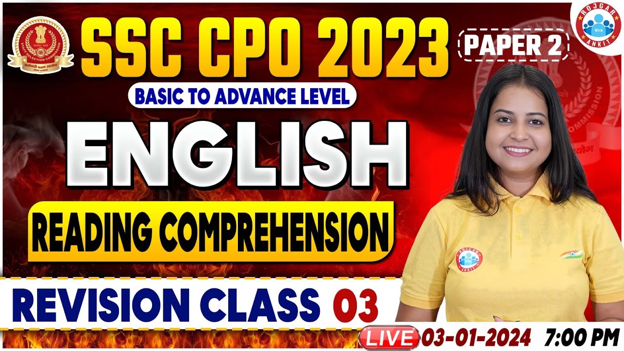 SSC CPO 2023, SSC CPO English Revision Class, Reading Comprehension ...