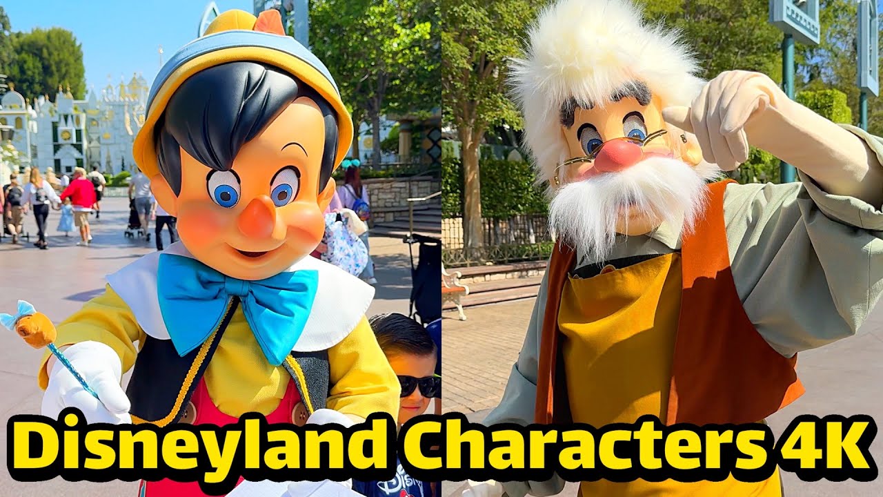 🧵🎠 Geppetto & Pinocchio Meet Guests at Disneyland! Full 4K Character ...