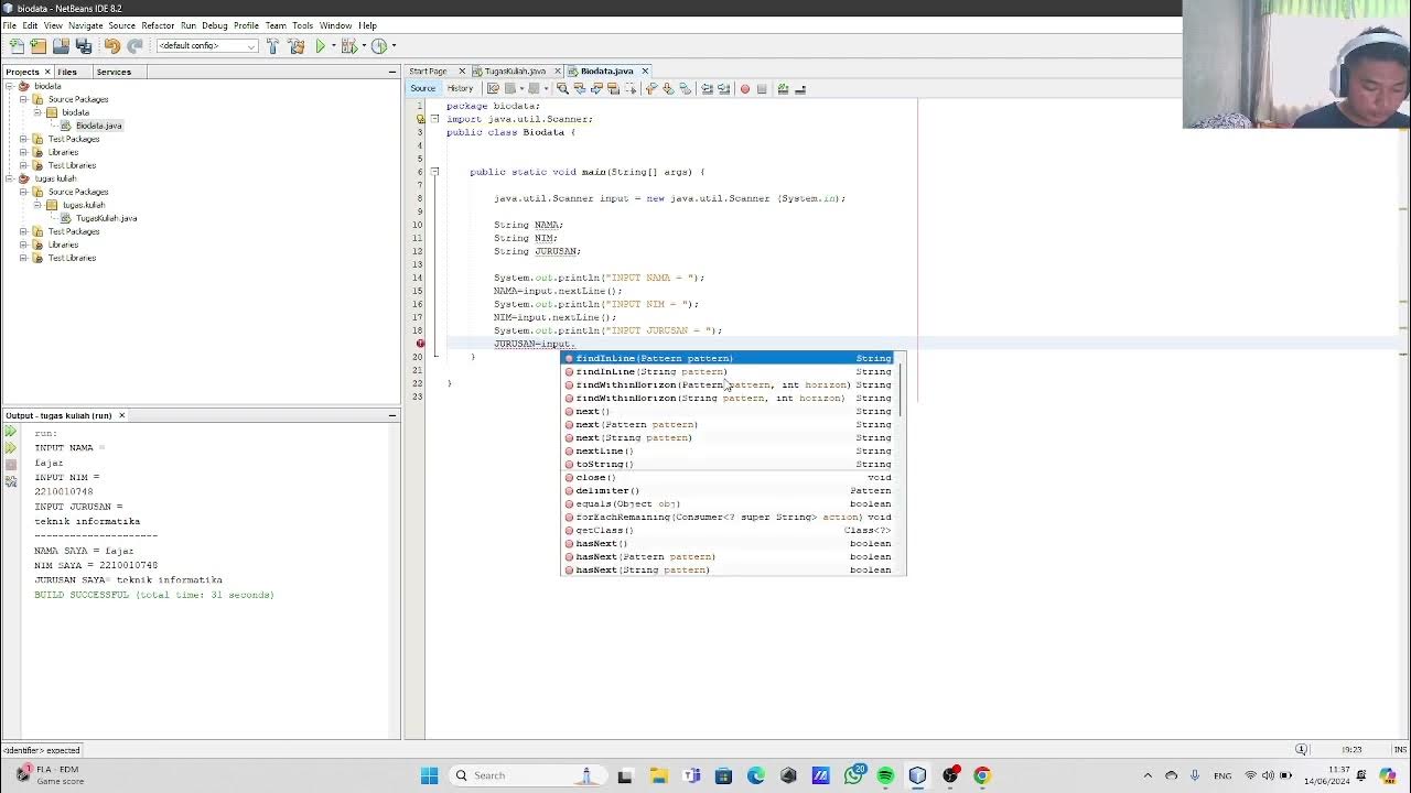 "TUGAS 1" ( PROGRAM BIODATA )latihan Pemrograman Berbasis Objek 1 - YouTube