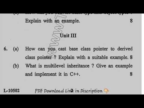 MCA 2nd Sem Object Oriented Programming Using C++ Question Paper - YouTube