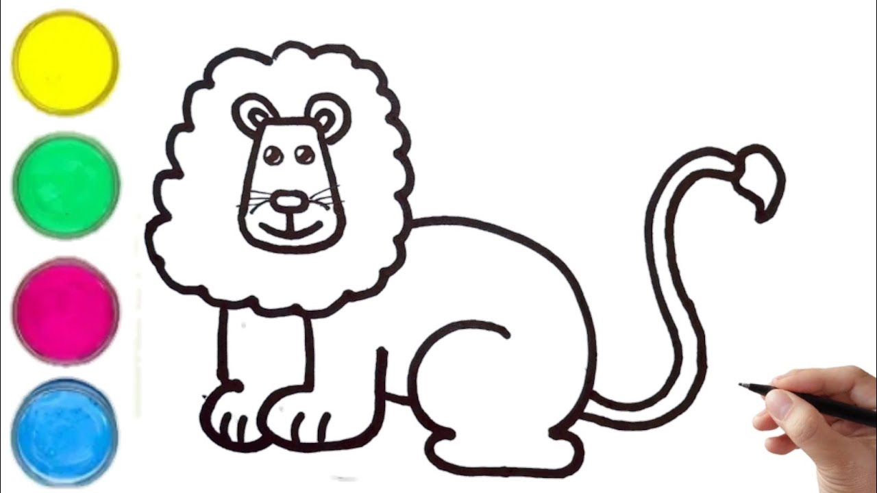 Lion Drawing For Kids || How To Draw Land animal For Toddlers || Art ...