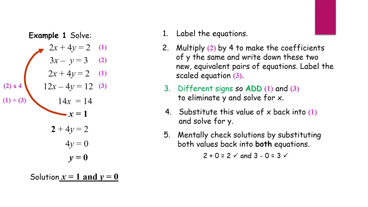 N5 Rel 1.1 Simultaneous Equations 2 Scale one equation - YouTube