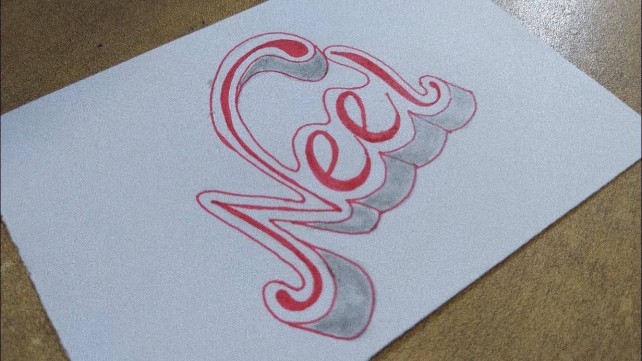 How to Draw 3D Name on paper use Gel pen and charcoal pencil - YouTube